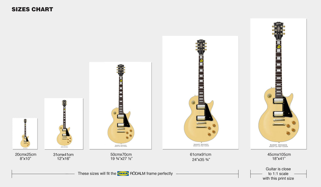 Randy Rhoads's Gibson Les Paul Custom Guitar Poster, Guitar Print, Gui ...