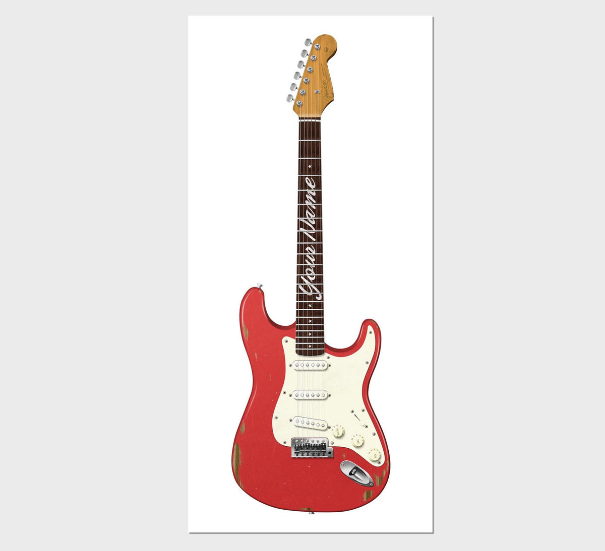 Fender Stratocaster Relic Guitar Poster Fiesta Red Art. Personalized G ...
