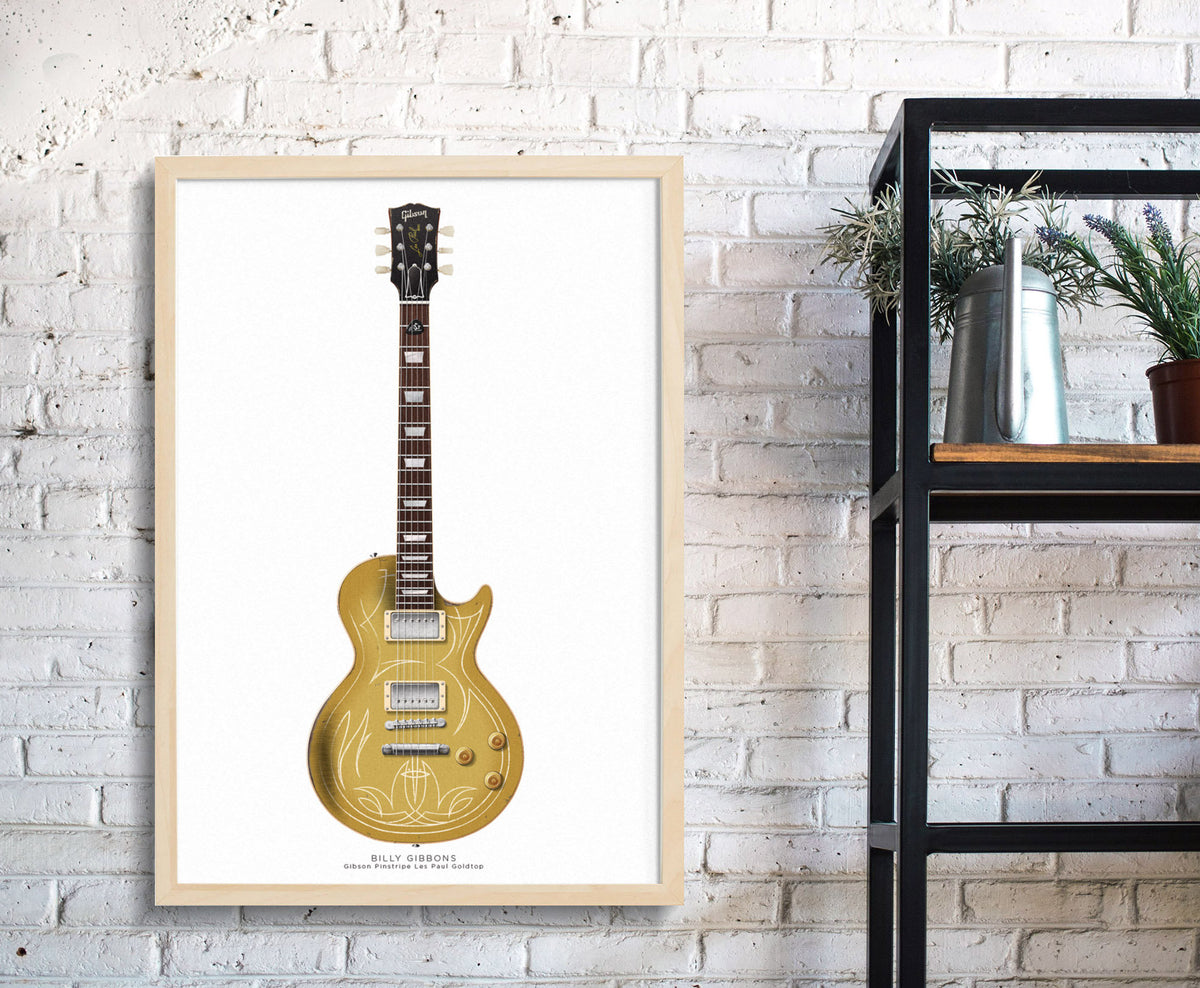 Billy Gibbons's Gibson Pinstripe Les Paul Goldtop Guitar Poster, Wall ...