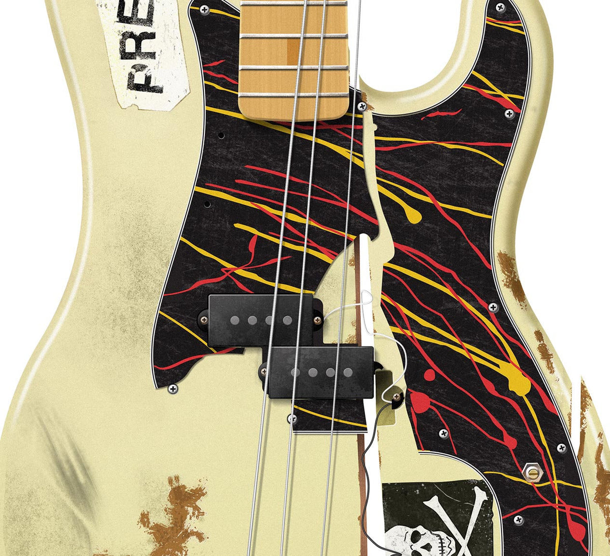 Paul Simonon's Smashed Fender Precision Bass Guitar Poster Art Print ...